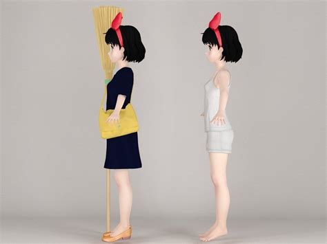 T Pose Rigged Model Of Kiki Anime Girl 3d Model Rigged Cgtrader