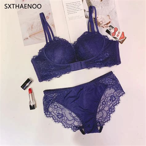 SXTHAENOO Conjunto de ropa interior de encaje para mujer cofre pequeño
