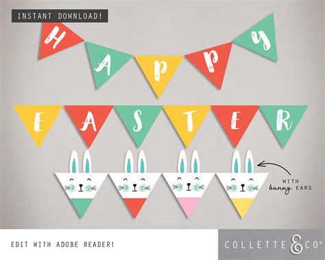 Easter Flag Bunting Printable Senseven 4 Pcs Welcome