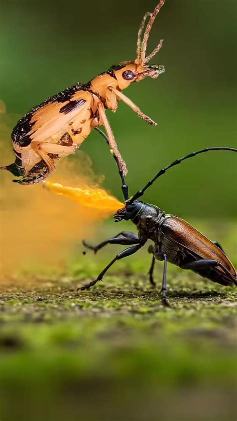 Bombardier Beetles Attack Striped Spiders Bombardier Beetle