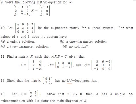 solved solve the following matrix equation for x [1 1 1 2