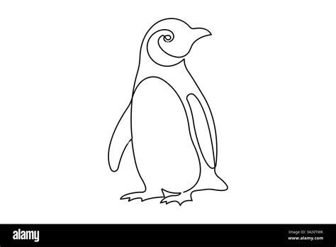 Penguin Continuous One Line Art Drawing Of Vector Stock Vector Image And Art Alamy