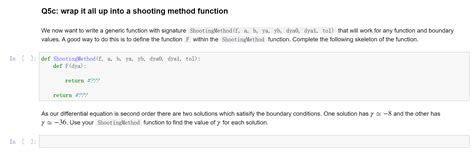 Q C Wrap It All Up Into A Shooting Method Function Chegg