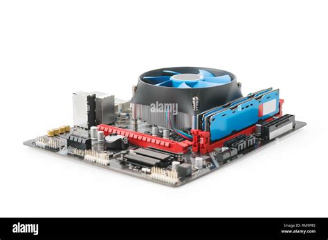 Computer Parts Cpu With Cooler And Memory Assembled On The Mainboard