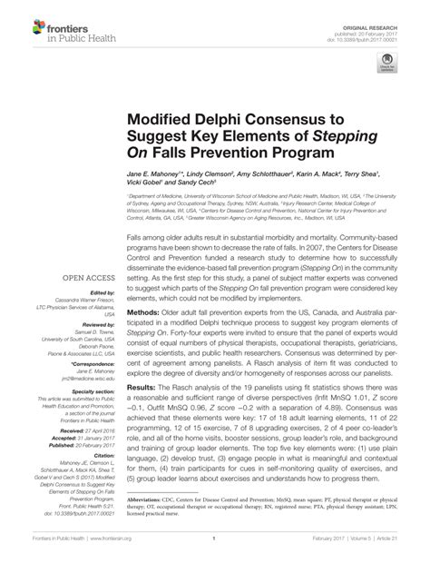 PDF Modified Delphi Consensus To Suggest Key Elements Of Stepping On