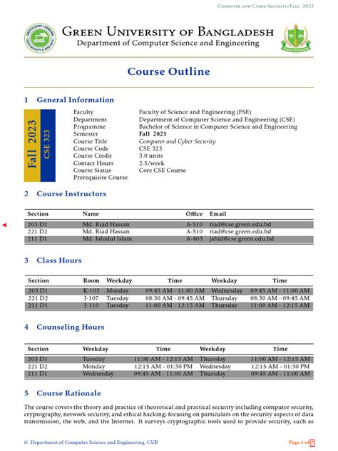 Cse 323 Computer And Cyber Security Ourse Outline Fall 2023 Pdf Encryption Cryptography