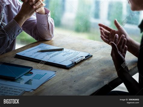 Interviewer Reading Image And Photo Free Trial Bigstock