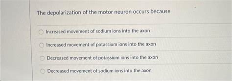 Solved The Depolarization Of The Motor Neuron Occurs Because