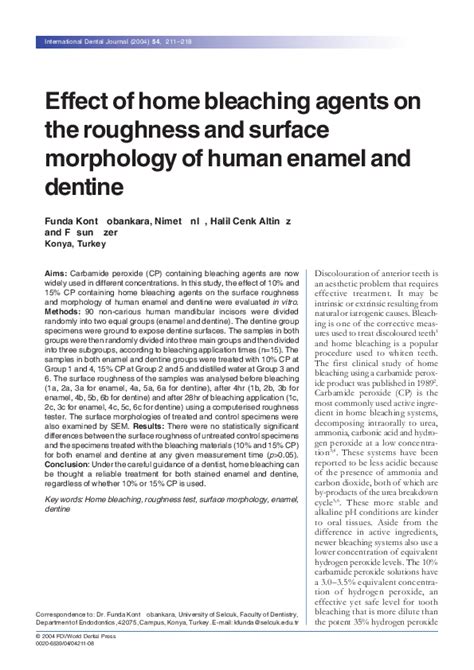 Pdf Wear And Surface Roughness Of Bovine Enamel Submitted To Bleaching Paulo Francisconi