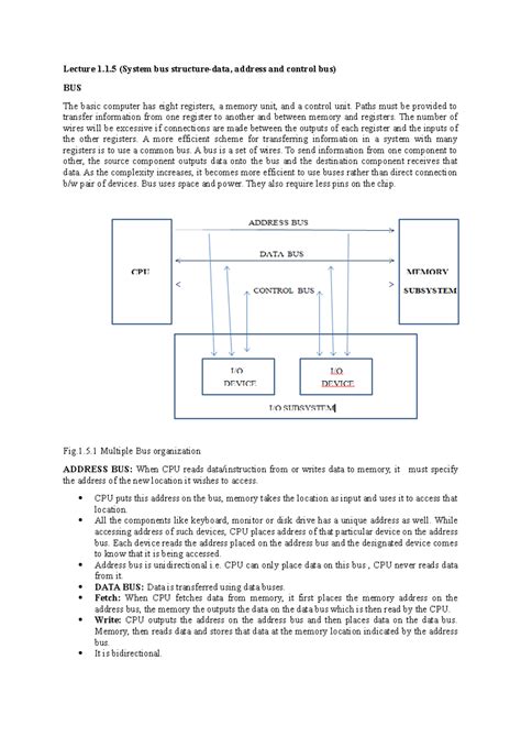Lecture 1 1 5 System Bus Structure Data Address And Control Bus Lecture 1 1 System Bus