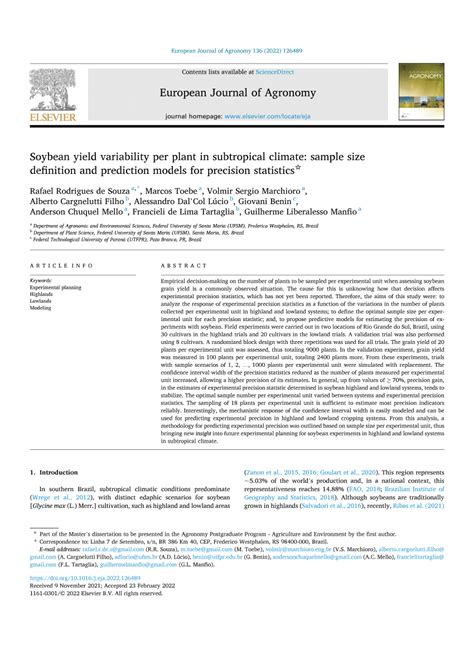 Pdf Soybean Yield Variability Per Plant In Subtropical Climate