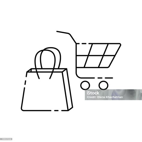 Set Of Vector Shopping Icons Shopping Bag Grocery Cart Stock