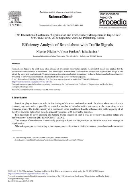 Pdf Efficiency Analysis Of Roundabout With Traffic Signals
