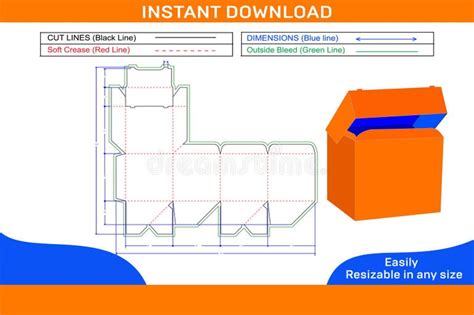 Corrugated Carton Folding Box Die Line Template And 3d Box Design Easily Editable And Resizeable