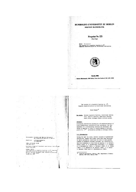 Pdf Lipschitzian Inverse Functions Directional Derivatives And