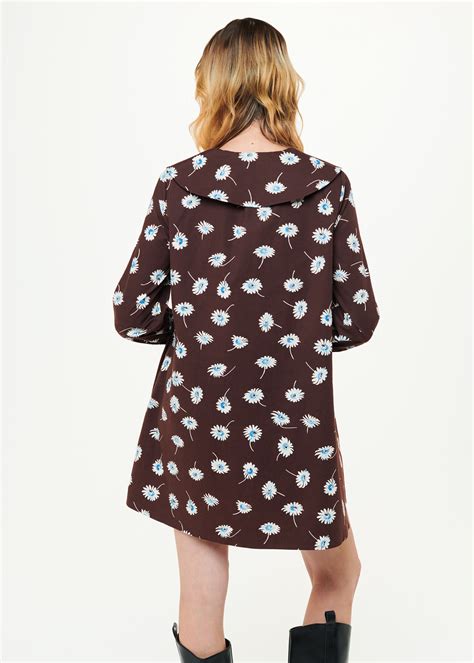 Brownmulti Watercolour Daisy Poplin Dress Whistles Whistles Uk