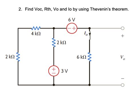 solved 2 find voc rth vo and lo by using thevenin s