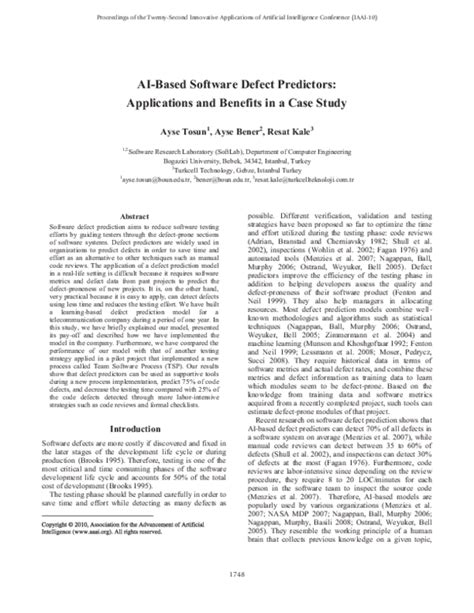 Pdf Ai Based Software Defect Predictors Applications And Benefits In