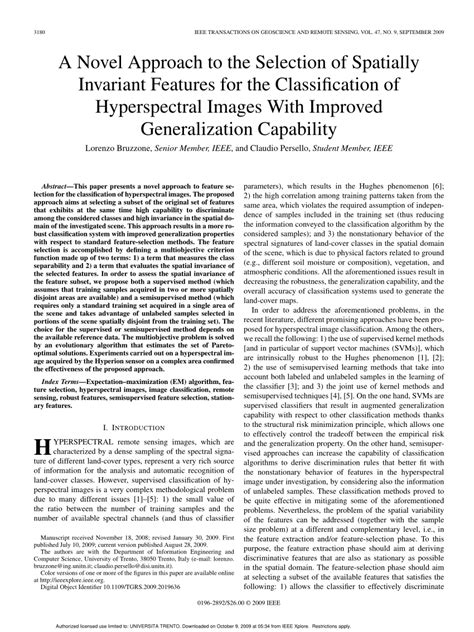 Pdf A Novel Approach To The Selection Of Spatially Invariant Features For The Classification