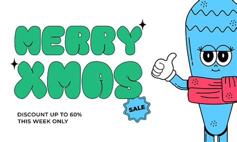 그루비 히피 메리 크리스마스와 새해 복 많이 받으세요 카드 판매 트렌디한 복고풍 스타일의 귀여운 캐릭터 크리스마스 장난감입니다 벡터 아트 12월에 대한 스톡 벡터 아트 및