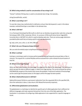 Dot Net Interview Questions And Asnwers PDF