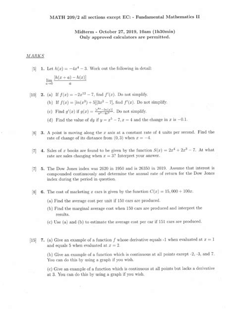 math209 midterm and solutions fall 2019 pdf mathematics
