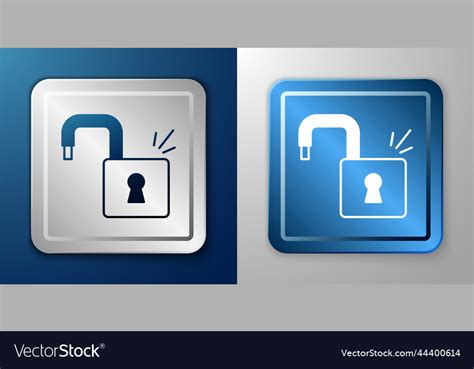 White Open Padlock Icon Isolated On Blue And Grey Vector Image