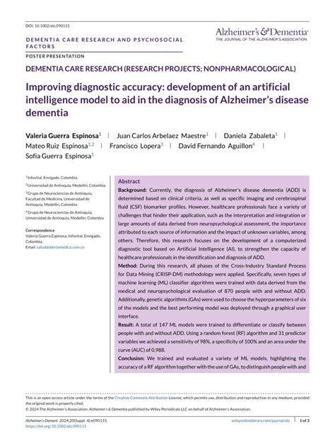 Pdf Improving Diagnostic Accuracy Development Of An Artificial Intelligence Model To Aid In