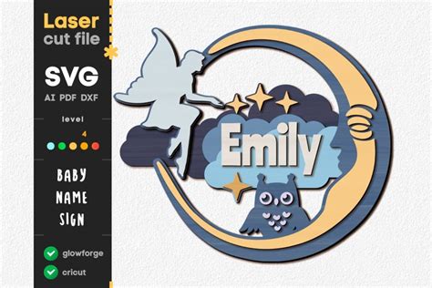 Baby Name Sign SVG Laser Cut Files For Glowforge