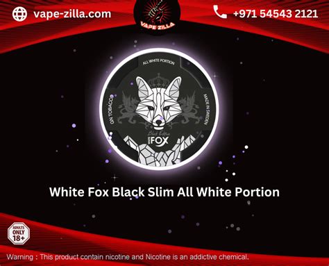 White Fox Nicotine Pouchessnus Black All White Portion Vape Zilla