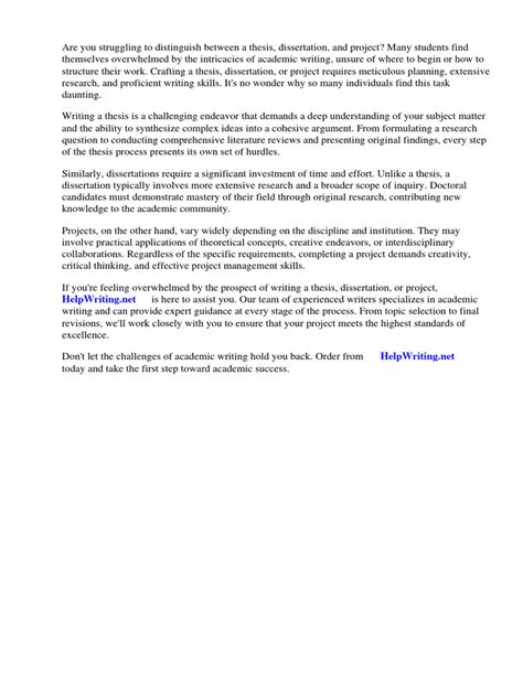 difference between thesis dissertation and project pdf