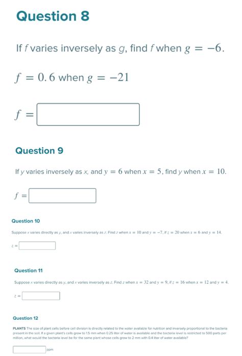 Solved Question If X Varies Directly As Y Find X When Y Chegg Com