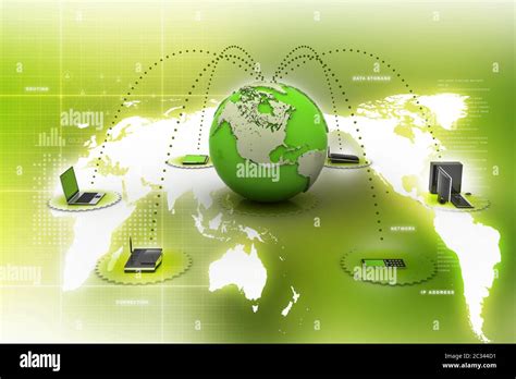Computer Networking With Globe Stock Photo Alamy