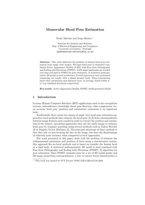 pdf monocular head pose estimation