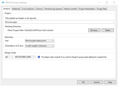 Project Settings Sofistik Analysis Design 2024