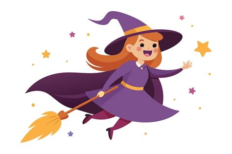 Silhouette Of A Flying Witch On A Broomstick With Bats Halloween
