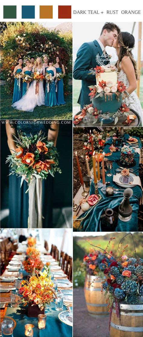 20 Dark Teal And Rust Orange Wedding Color Ideas For Fall Orange