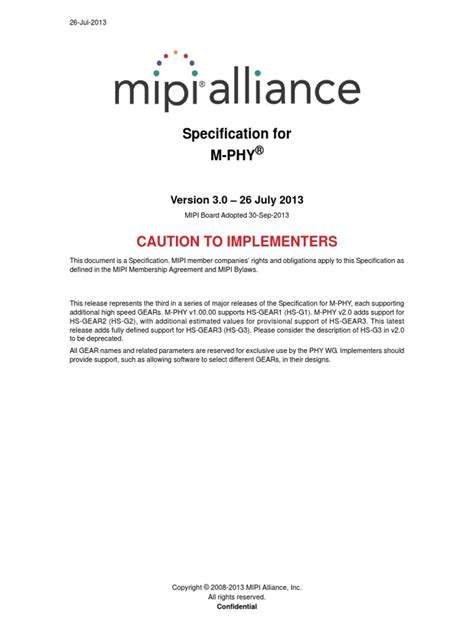 Mipi M Phy Specification V3 0 Pdf Intellectual Property Computer