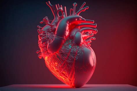 Premium Ai Image A Heart Pulsing Cardiac With Gis Beam Full Red Background Hyper Realistic