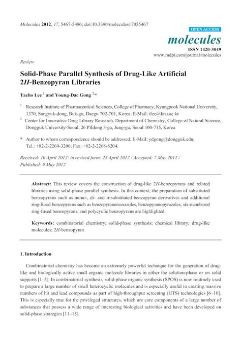 Pdf Solid Phase Parallel Synthesis Of Drug Like Artificial 2h · In Combinatorial Synthesis