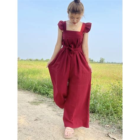 Jumpsuits With Drawstring Waist Set Long Overalls Thick Cotton Fabric