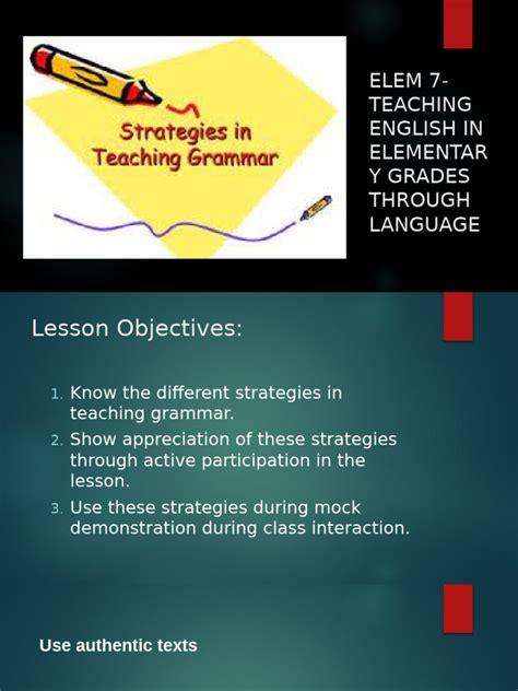 Elem 7 Teaching Strategies For Grammar Pdf Grammar English Language