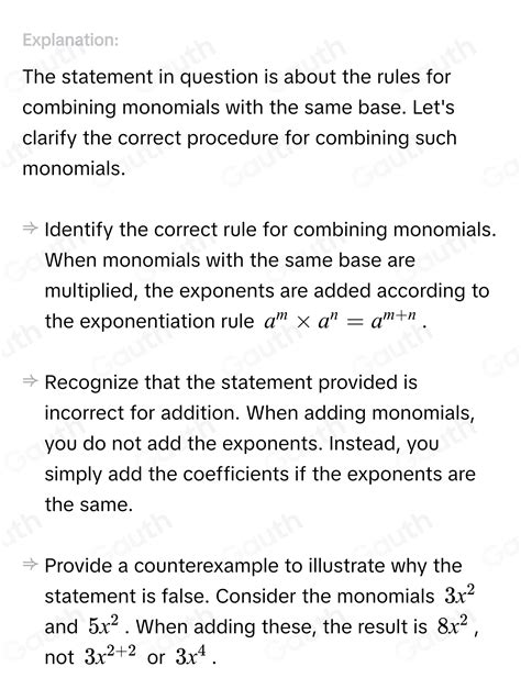 Solved When Adding Two Monomials With The Same Base Add The Exponents