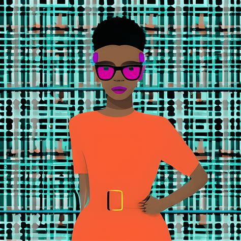 Minimalist Illustrated Fashion Model Black Woman Wearing Glasses