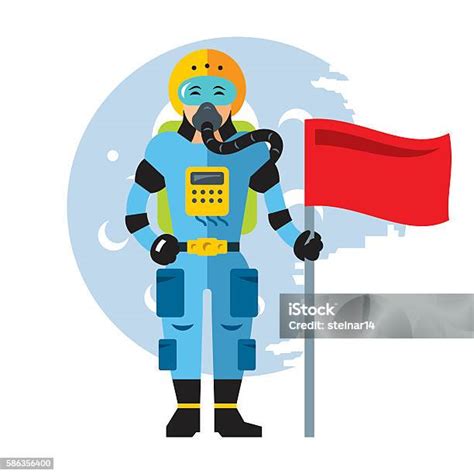 벡터 우주 우주 비행사 플랫 스타일 다채로운 만화 일러스트 개념에 대한 스톡 벡터 아트 및 기타 이미지 개념 개념과 주제 고용과 노동 Istock