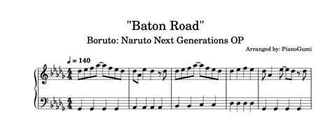 Boruto Op Baton Road Piano Sheet Music