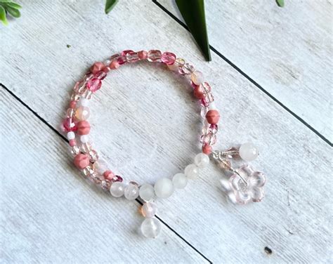 Kit Pink Memory Wire Bracelet Etsy