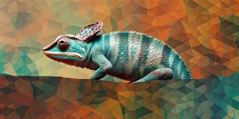 A Chameleon Seamlessly Blending Into A Geometric Patterned Background