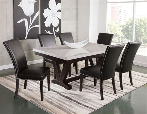 Finley Piece Marble Top Dining Table Side Chairs Steve Silver Company