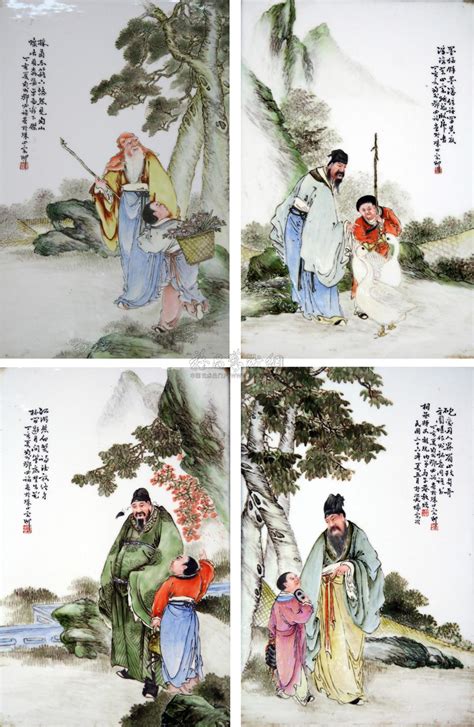 0840 民国 粉彩四爱图四条屏 综合图库 动态图库网